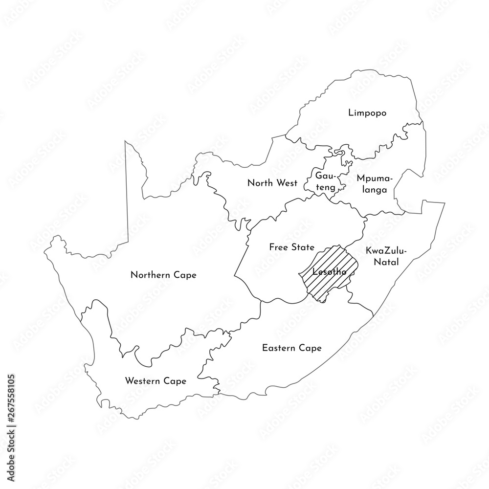 Vector isolated illustration of simplified administrative map of South ...