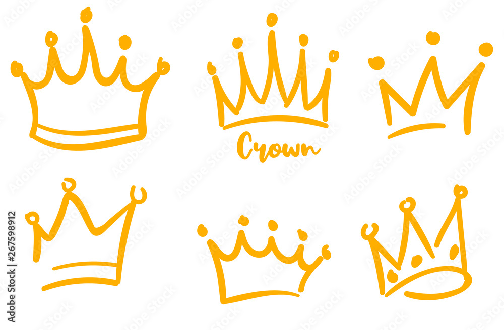 Vector crown logo. Hand drawn graffiti sketch and signs collections ...