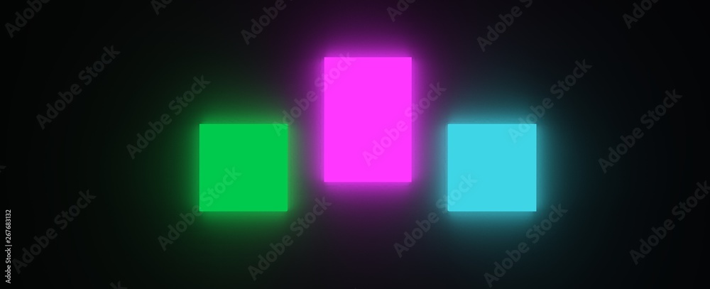Render de cuadro unicolor con luces neón y materiales plásticos ...