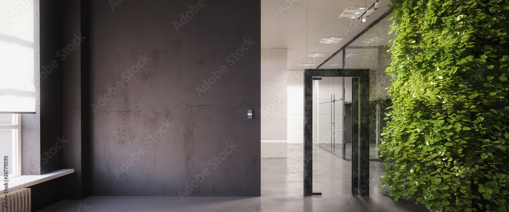 Office Design: Empty Counter Area (panoramic) - 3d visualization Stock ...