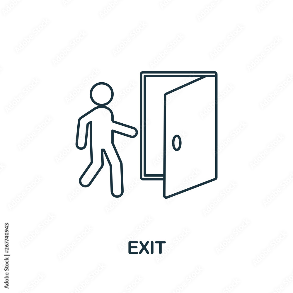 Exit icon. Thin line outline style from shopping center sign icons ...