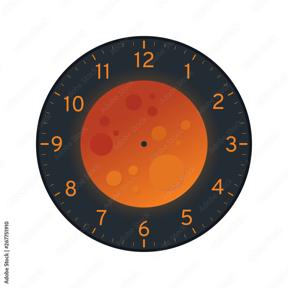 Blood Moon Printable Clock Face Template Isolated on White Background ...