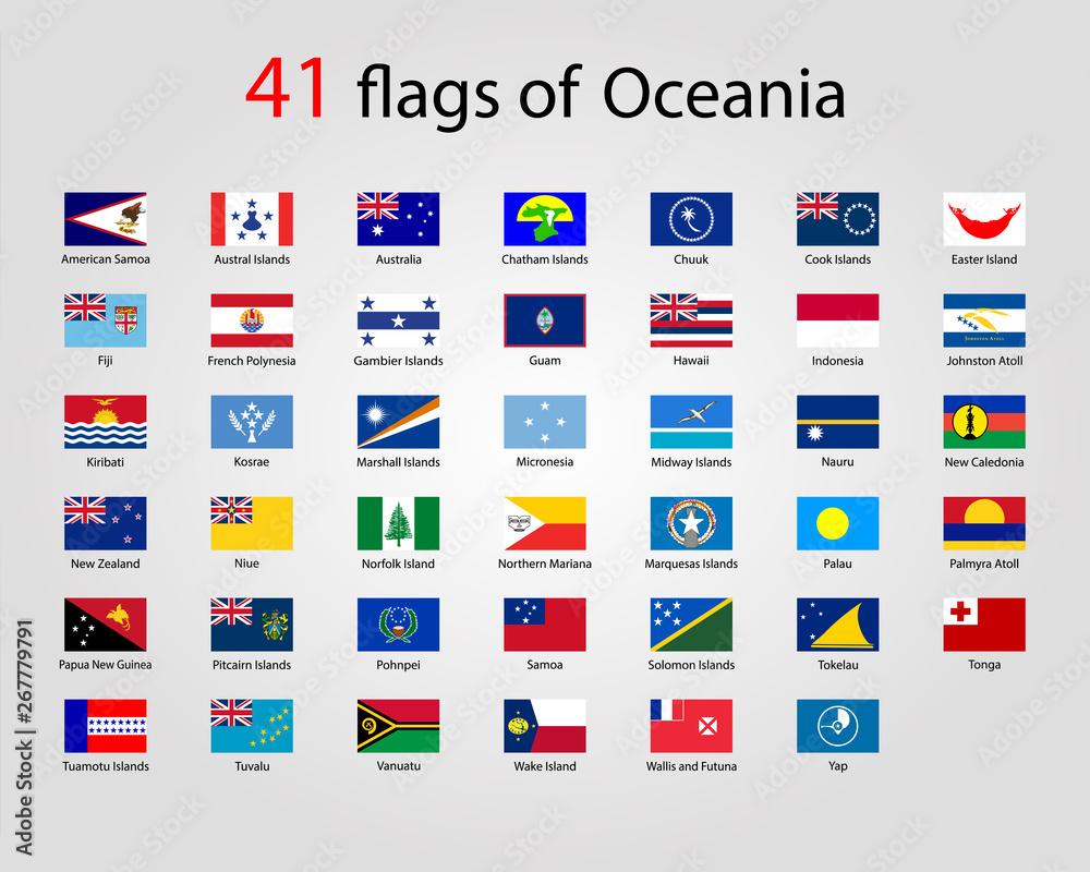 Set of Australian, Oceania Round Flag Icons Stock Vector | Adobe Stock