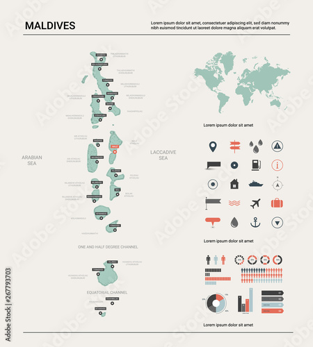 Vector map of Maldives. Country map with division, cities and capital ...