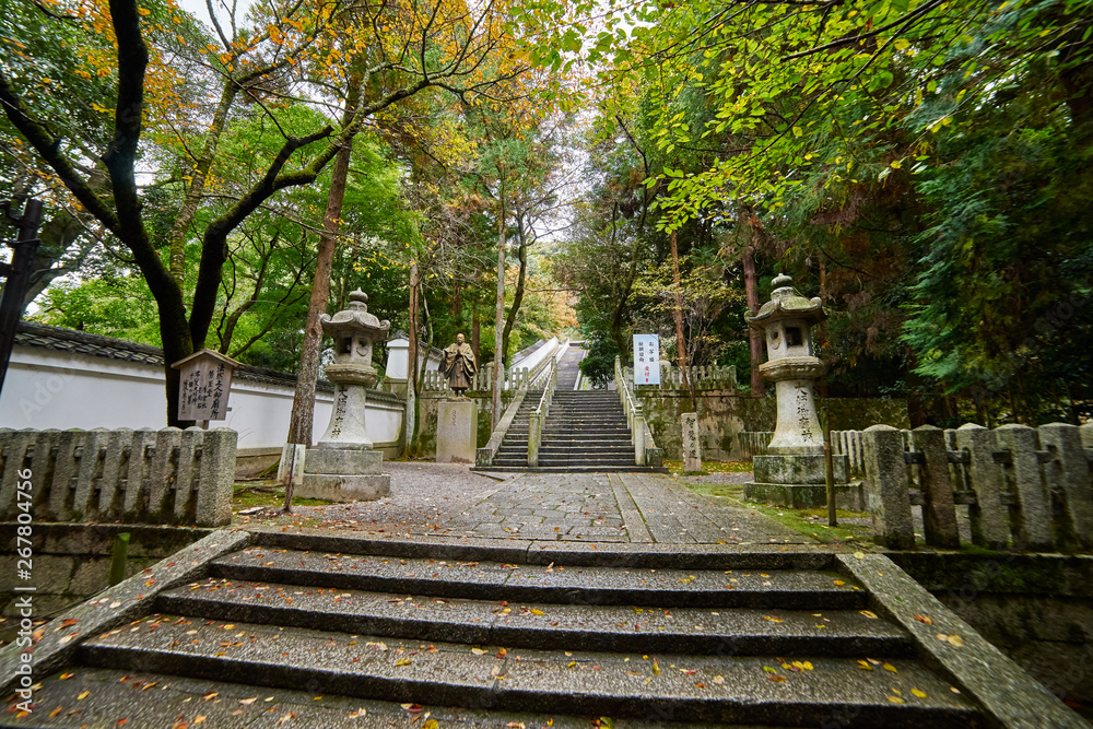 Kyoto, Japan - November 9, 2016: Beautiful long staircase of Chionin ...