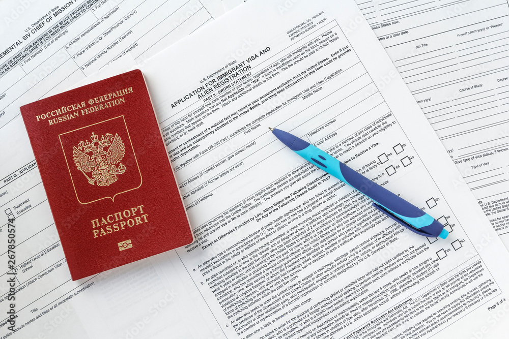Russian foreign passport is on the visa application form. Immigration ...