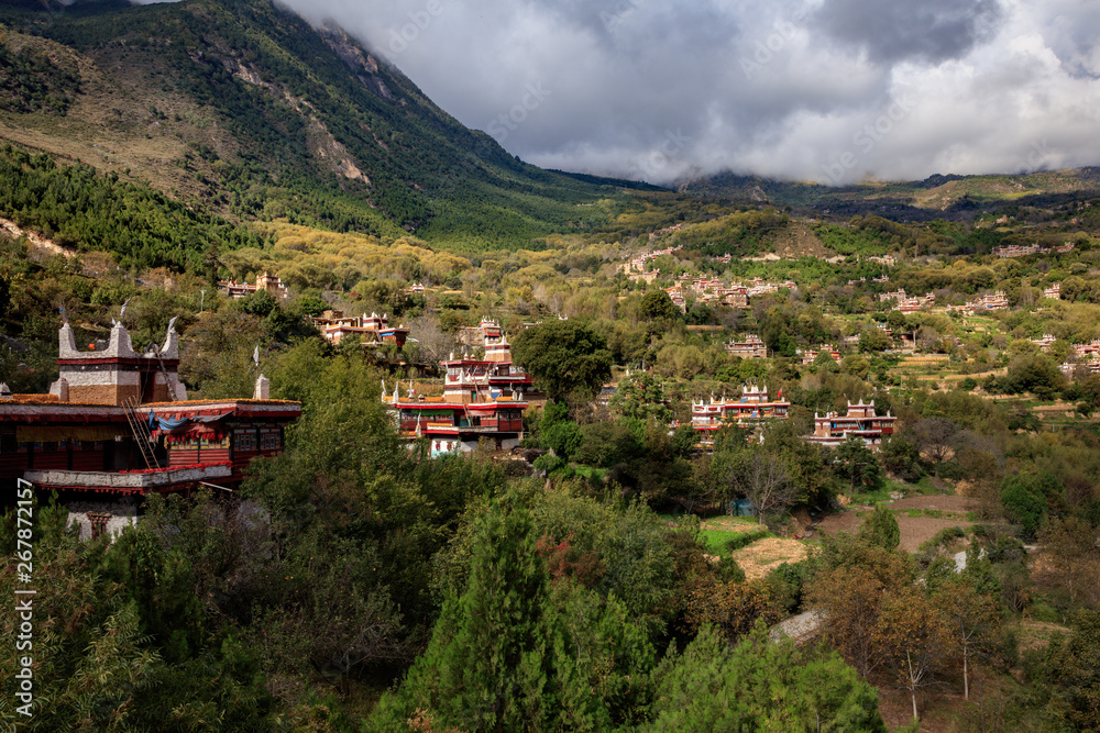 Danba County, Sichuan Province China. Zhonglu Township, Architectural ...
