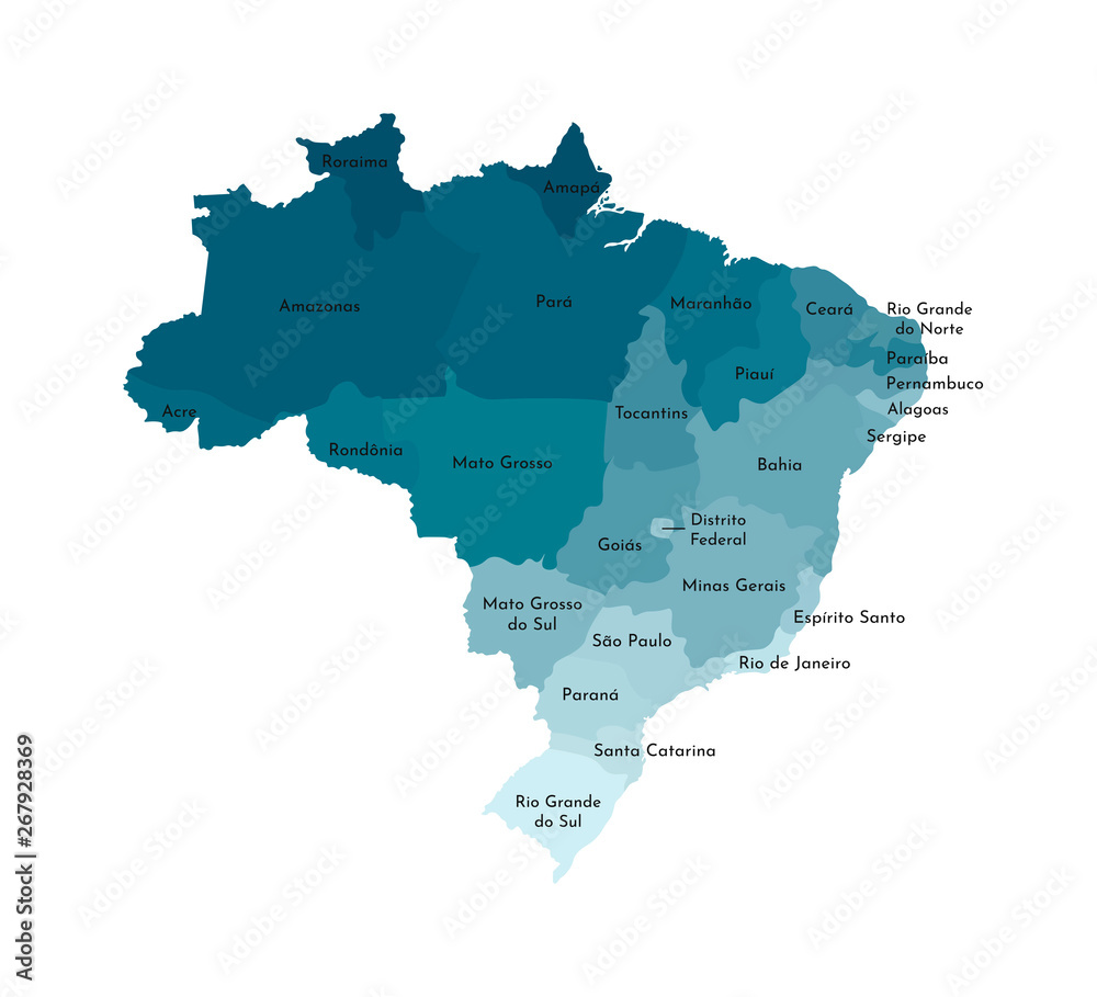 Vector isolated illustration of simplified administrative map of Brazil ...