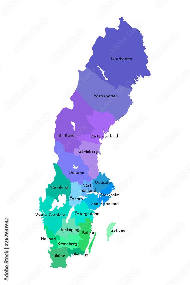 Vector isolated illustration of simplified administrative map of Sweden ...