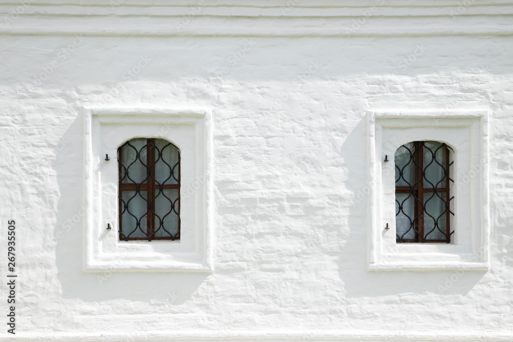 Ancient Russian architecture authentic Windows with bars in the old ...