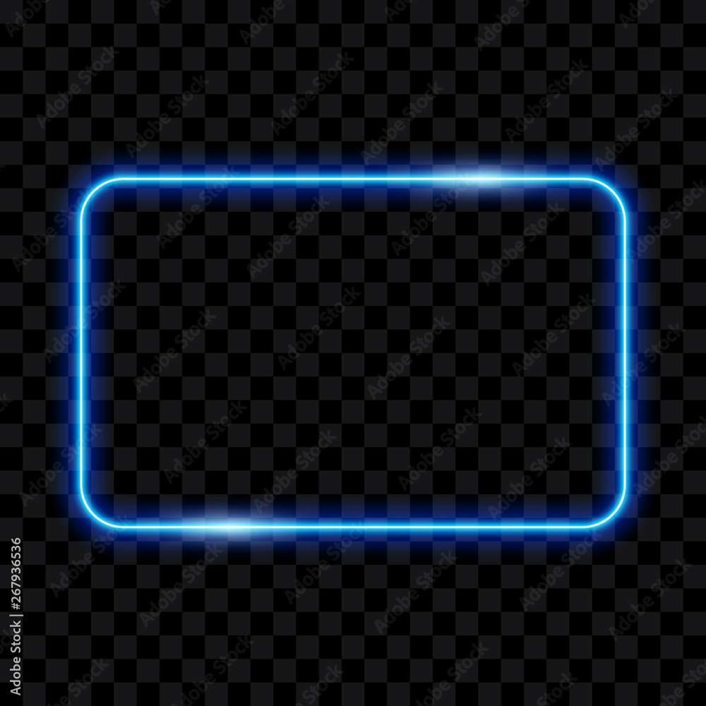Blue neon frame on transparent background, vector illustration. Stock ...
