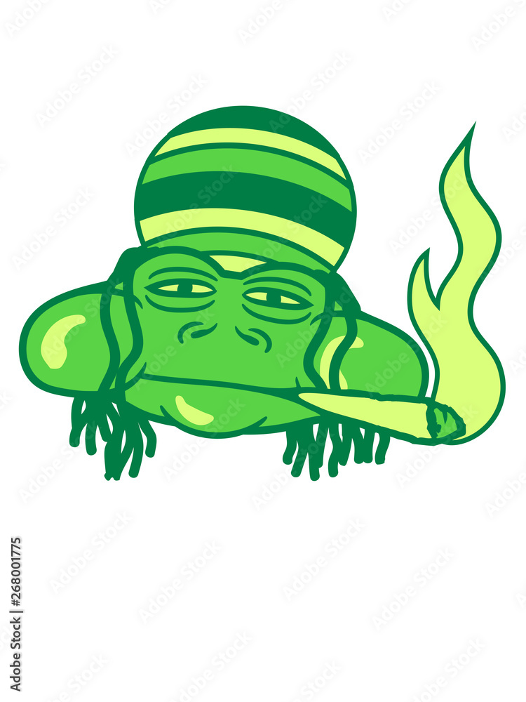 Stock-Illustration „kopf gesicht frosch kiffer joint hanf weed stoned ...