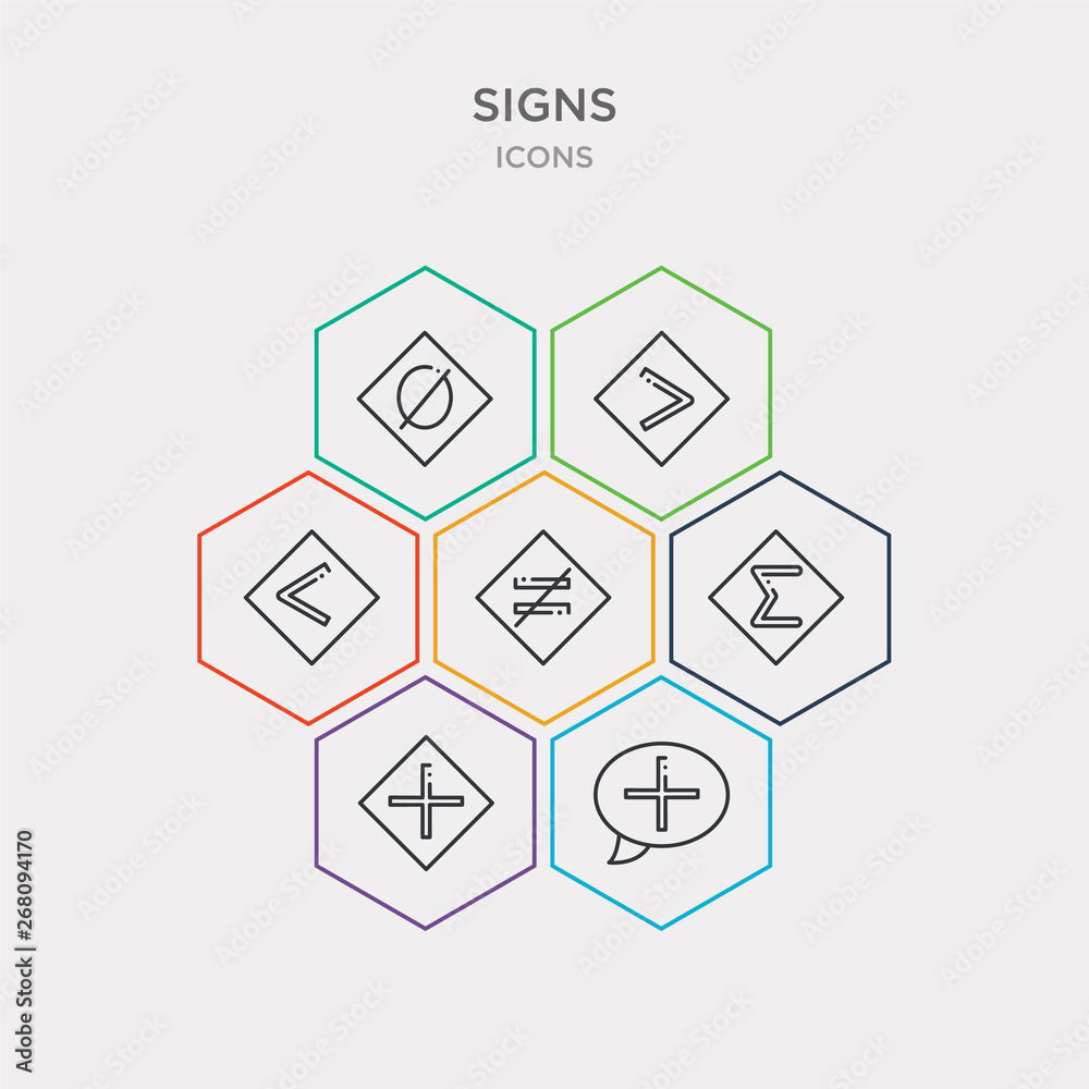simple set of positive, addition, the sum of, is not equal to icons ...
