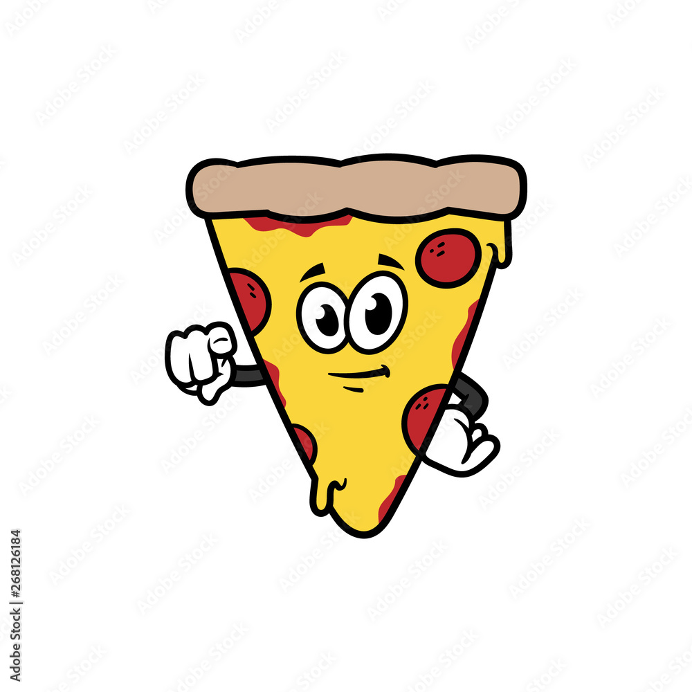 Cartoon Pointing Pizza Character Vector Stock Vector | Adobe Stock