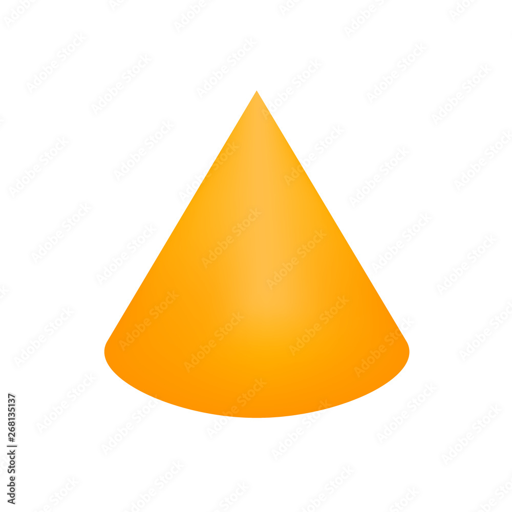 orange cone basic simple 3d shapes isolated on white background ...