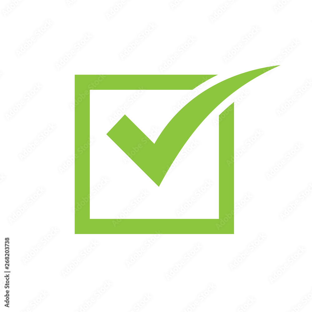 Green check mark icon in a box. Tick symbol in green color. check icon ...