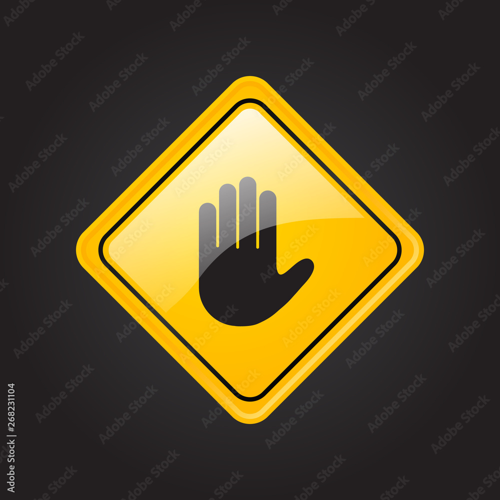 Stop sign push hand. Do not enter stop symbol with hand. Silhouette of ...
