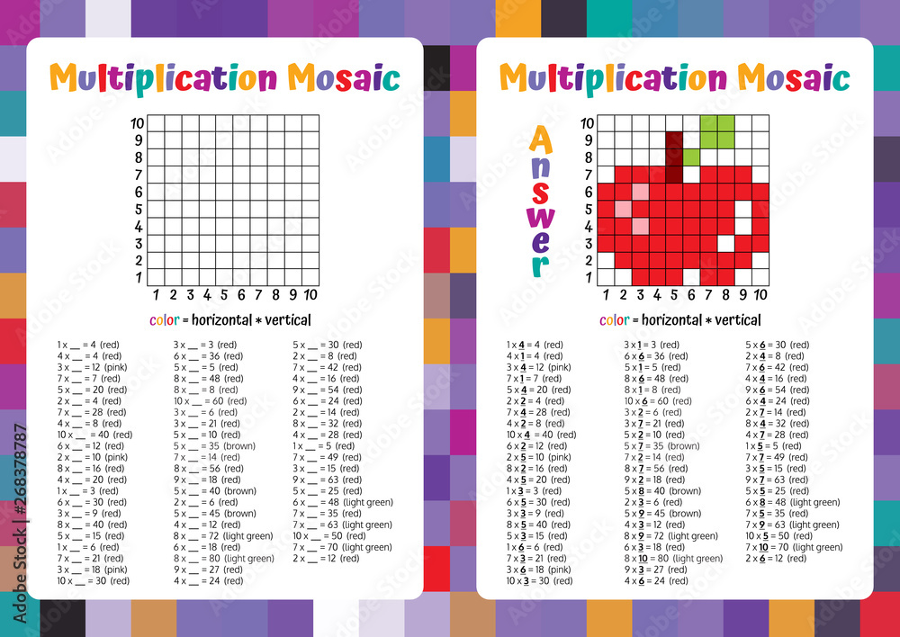 Стоковое векторное изображение «Multiplication Mosaic Math Puzzle ...