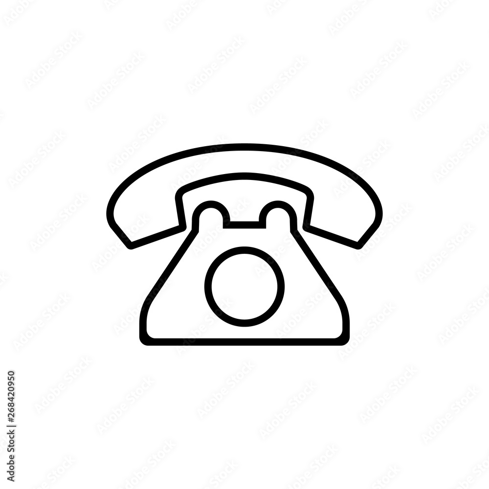 Retro telephone web icon. Vintage telephone icon in line style ...