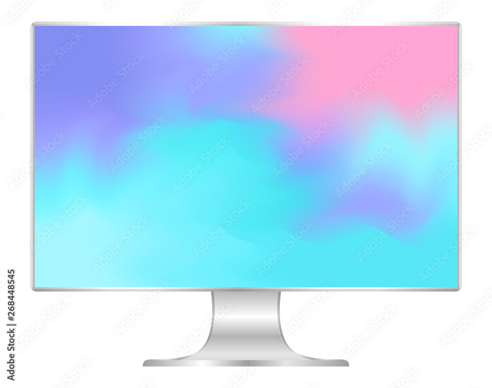 mock up computer and wallpaper colorful colors, flat monitor with multi ...