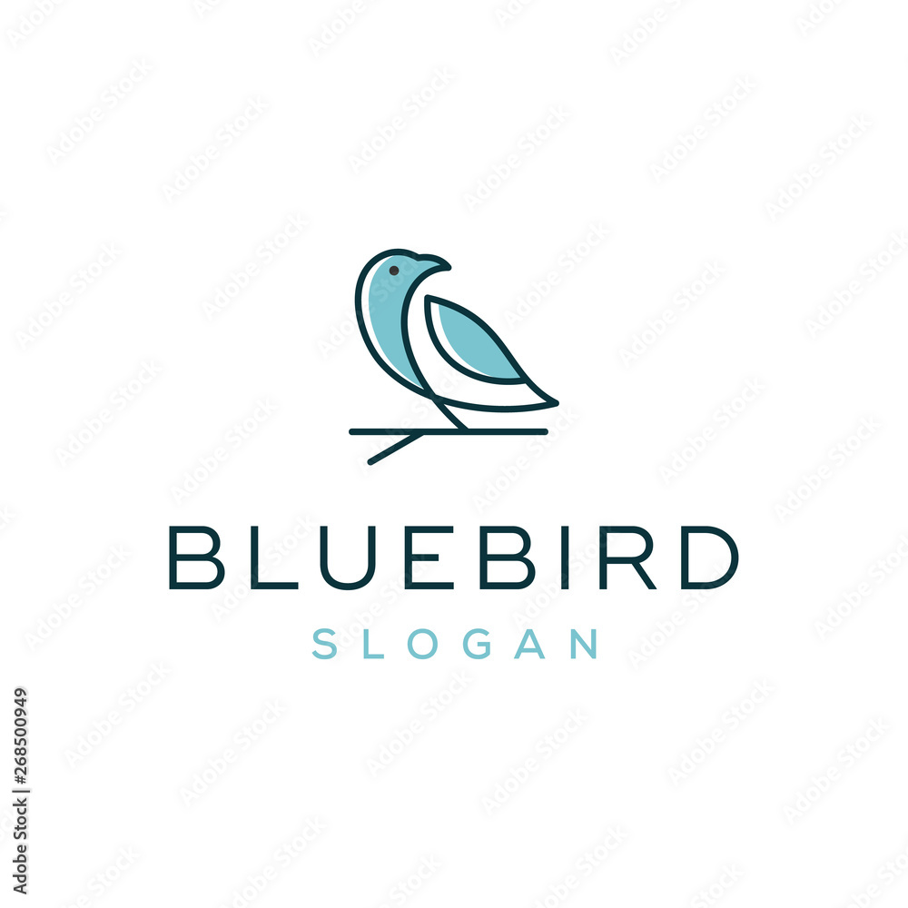 blue bird line vector logo design Stock Vector | Adobe Stock