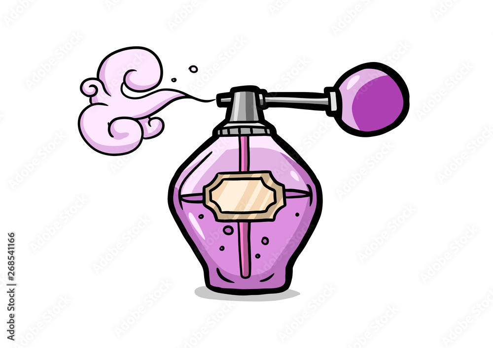 Cute pink perfume bottle . Cartoon character. Vector illustration ...