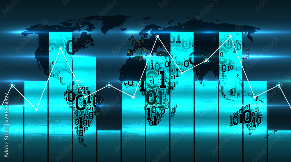 World map with diagram chart and graph, on the background of future ...