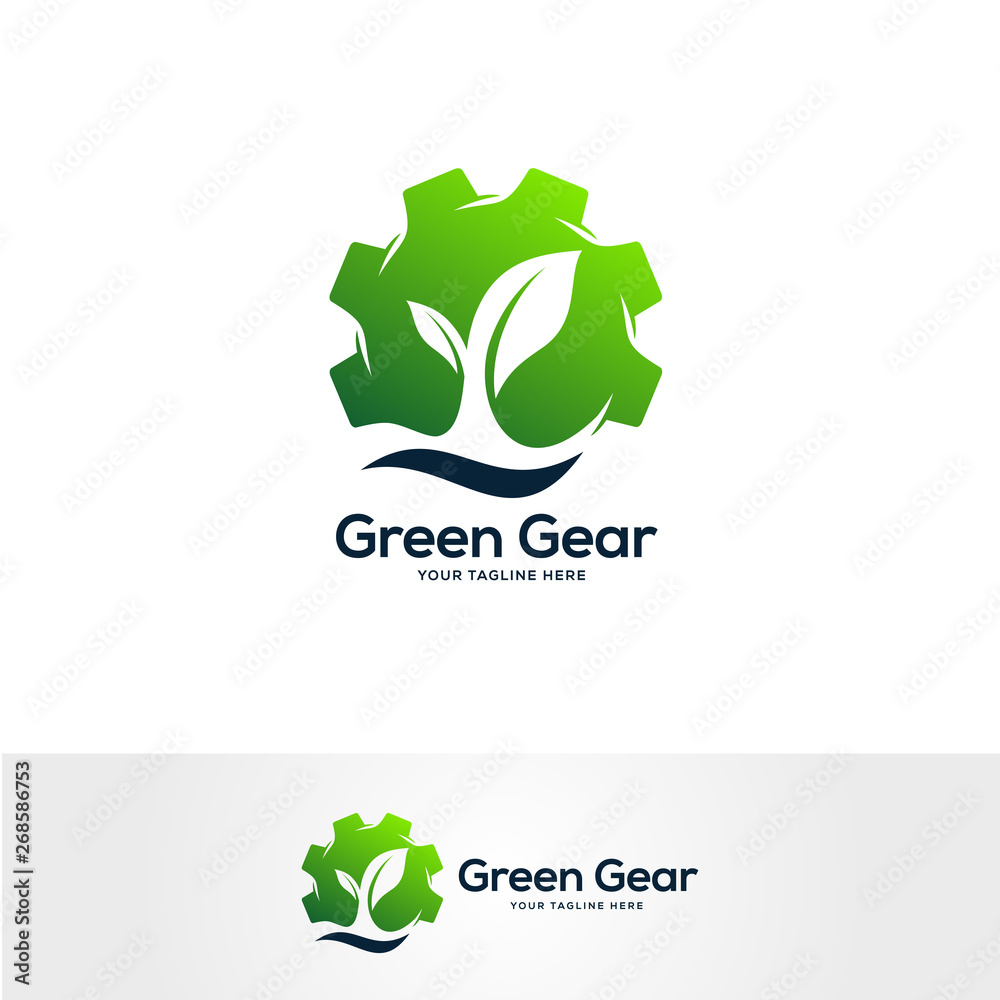 gear logo designs concept, nature industrial logo design template ...