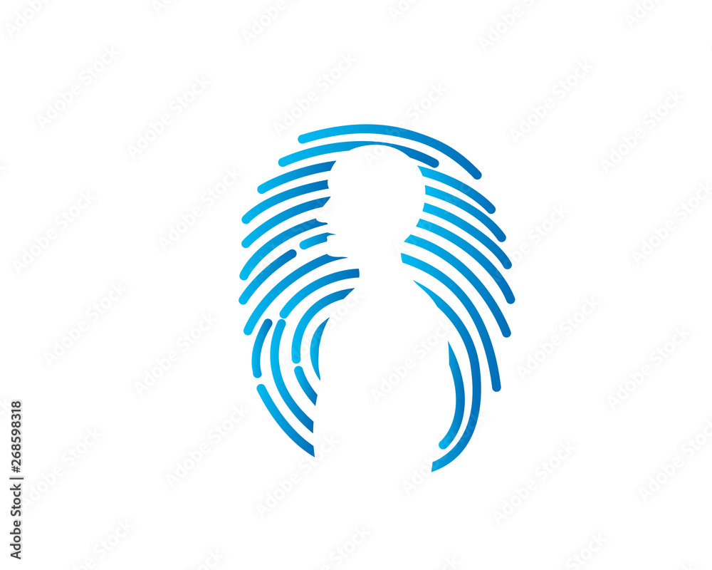 Modern Human Fingerprint Technology Logo Illustration In Isolated White ...