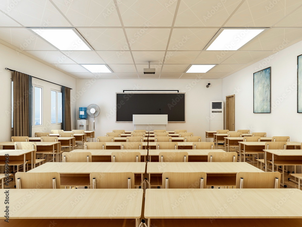 Modern school classroom interior design Stock Illustration | Adobe Stock