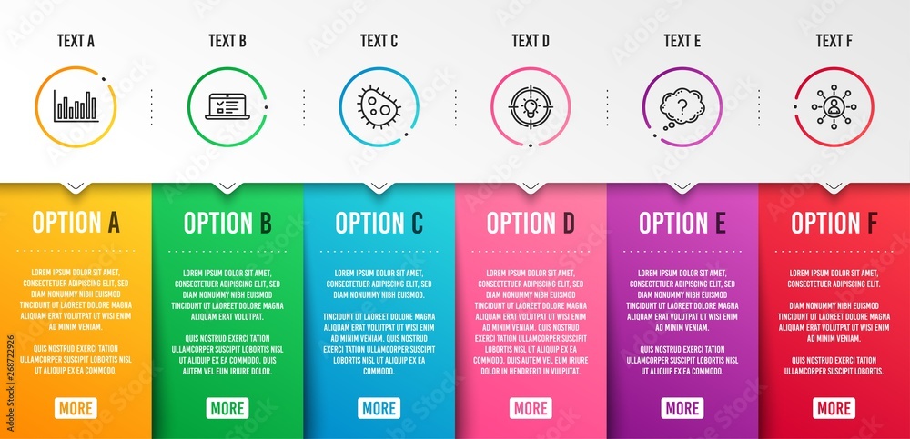 Question mark, Idea and Bar diagram icons simple set. Web lectures ...