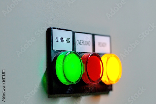 Electrical panel and Light botton switch in control Room Stock Photo ...