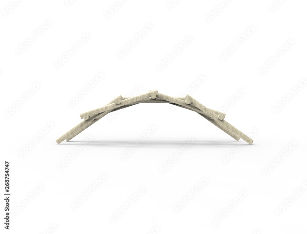 Leonardo Da vinci self supporting bridge isolated in white background ...