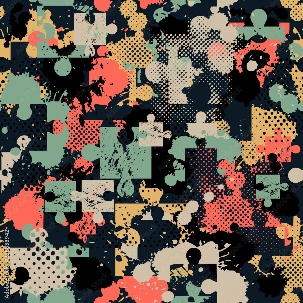 Abstract seamless puzzle pattern for girls, boys. Creative vector ...