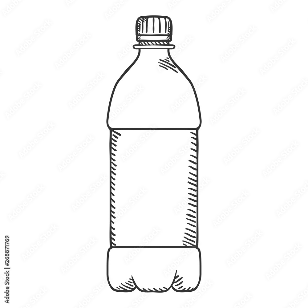 Vector Sketch Illustration - Small Plastic Bottle. Stock Vector | Adobe ...