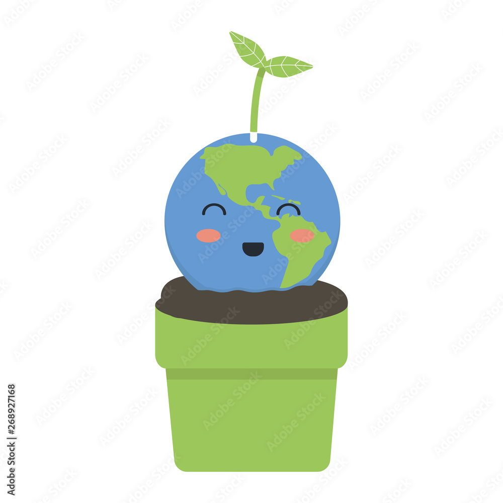 Planet earth in a pot. Vector illustration of saving the planet. New ...