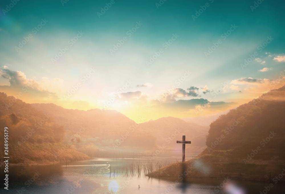 salvation concept:The Cross symbol of christian and Jesus Christ Stock ...