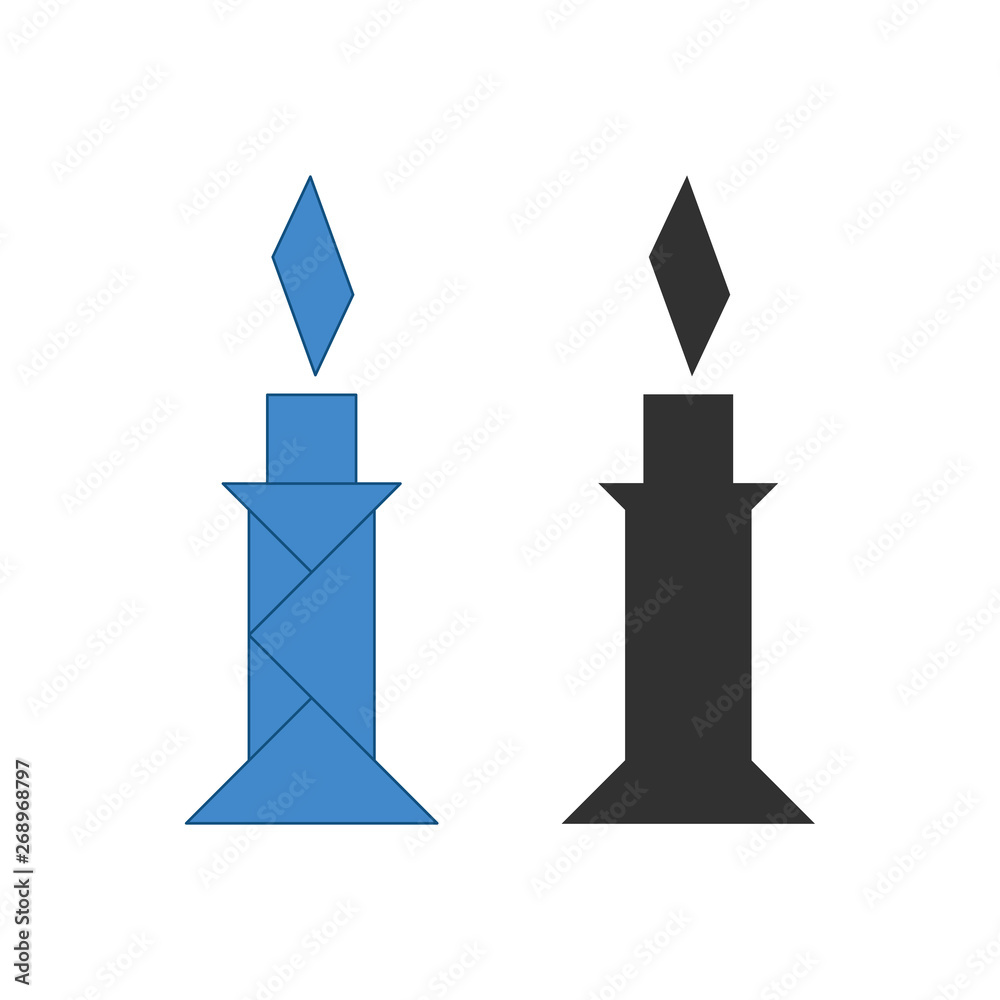 candle Tangram. Traditional Chinese dissection puzzle, seven tiling ...