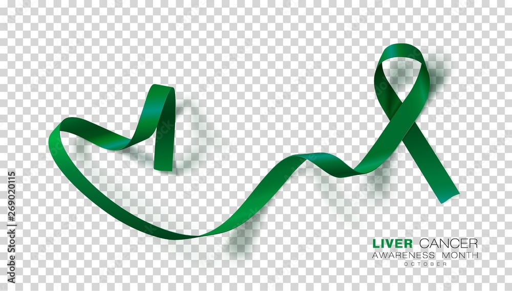 Liver Cancer Awareness Month. Emerald Green Color Ribbon Isolated On ...