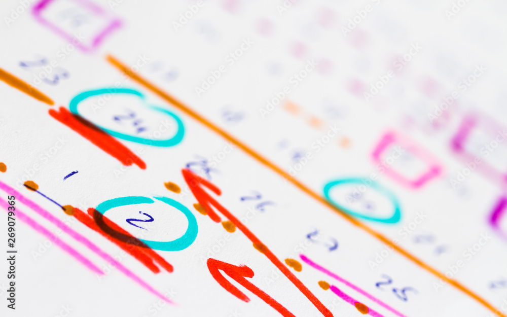 handwritten calender sketch with markings / planning Stock Photo ...