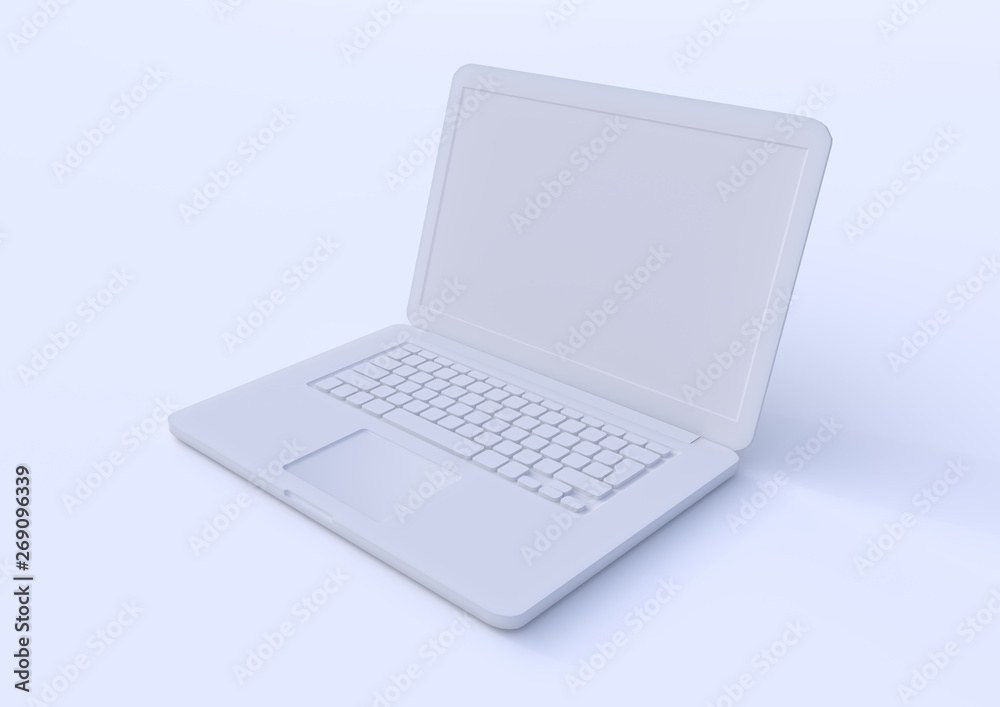 white laptop isolated on a white background, pastels color notebook ...