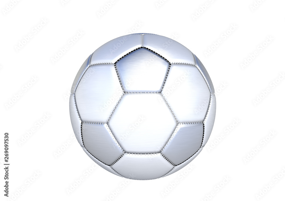 Silver soccer ball on white background. 3d render illustration Stock ...