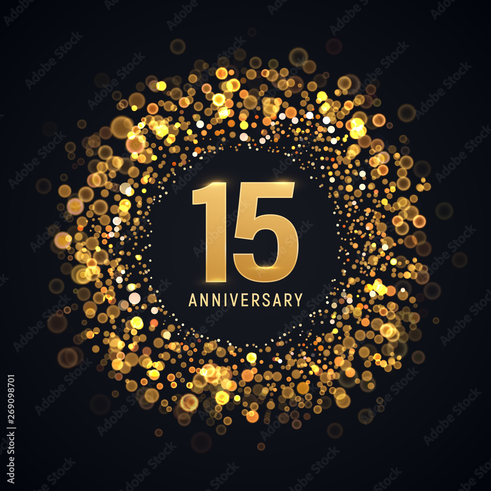 15 years anniversary isolated vector design element. Fifteen birthday ...