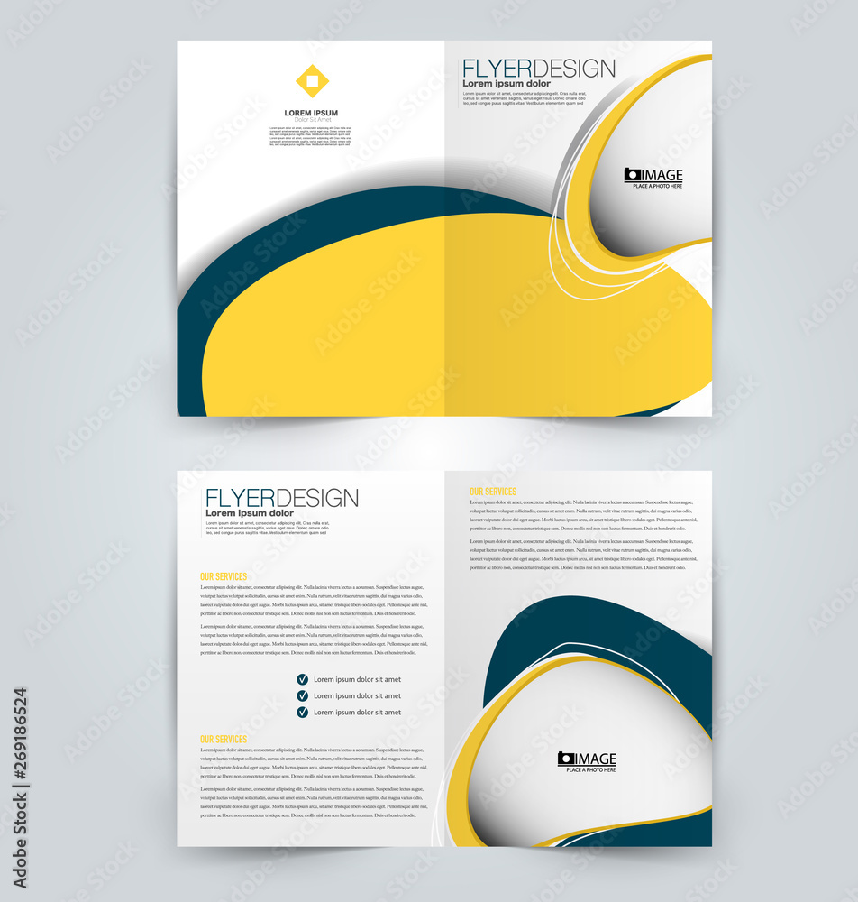 Fold brochure template. Flyer background design. Magazine or book cover ...