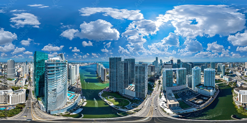 Downtown Miami 360 aerial Panorama Stock Photo | Adobe Stock
