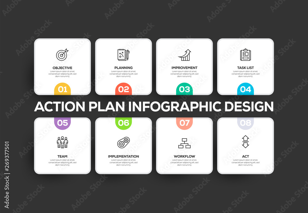 ACTION PLAN INFOGRAPHIC DESIGN Stock Vector | Adobe Stock