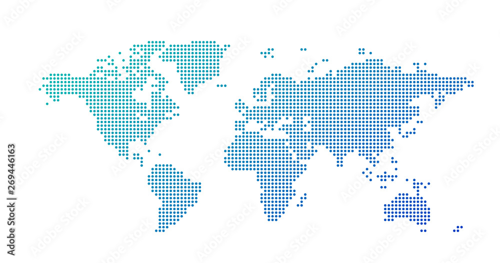 World map dotted style, vector illustration isolated on white ...