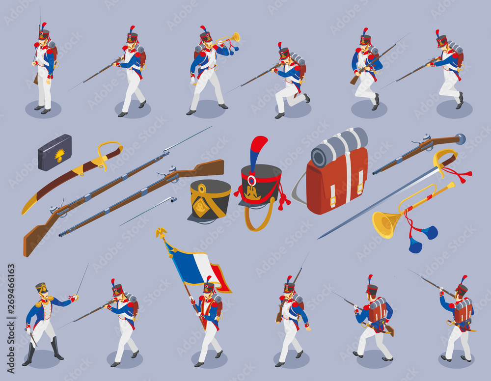 Napoleon's grenadiers on isolated background Stock Vector | Adobe Stock