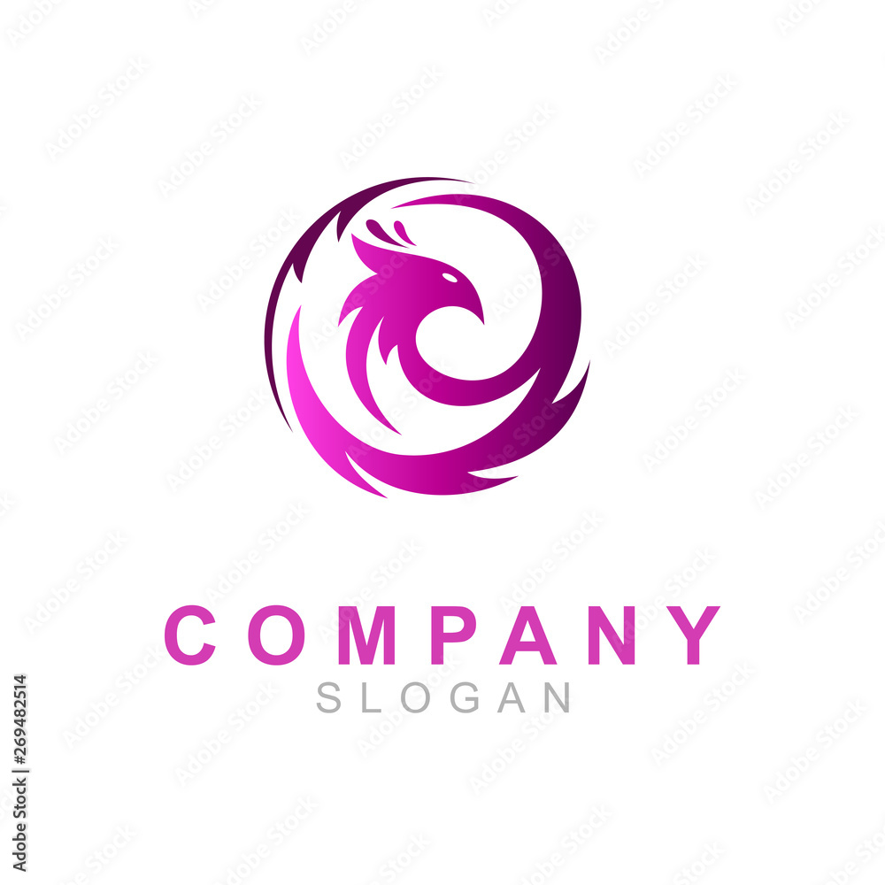 Phoenix bird logo, circular shape and luxurious appearance Stock Vector ...