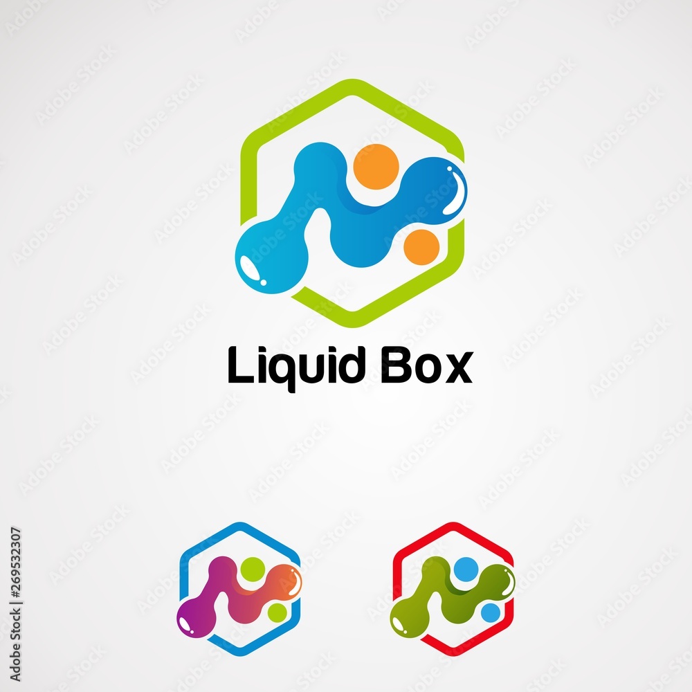 liquid box logo vector with colorful concept icon, element, and ...